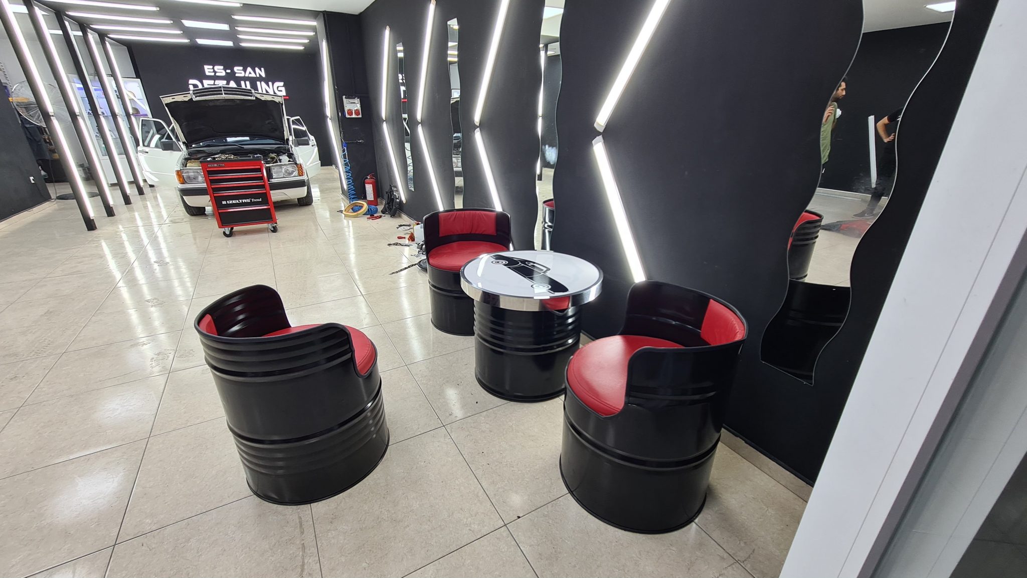 Varil Oturma Grubu (Siyah) - Retro Wooden l Ev ve Cafe Dekorasyon